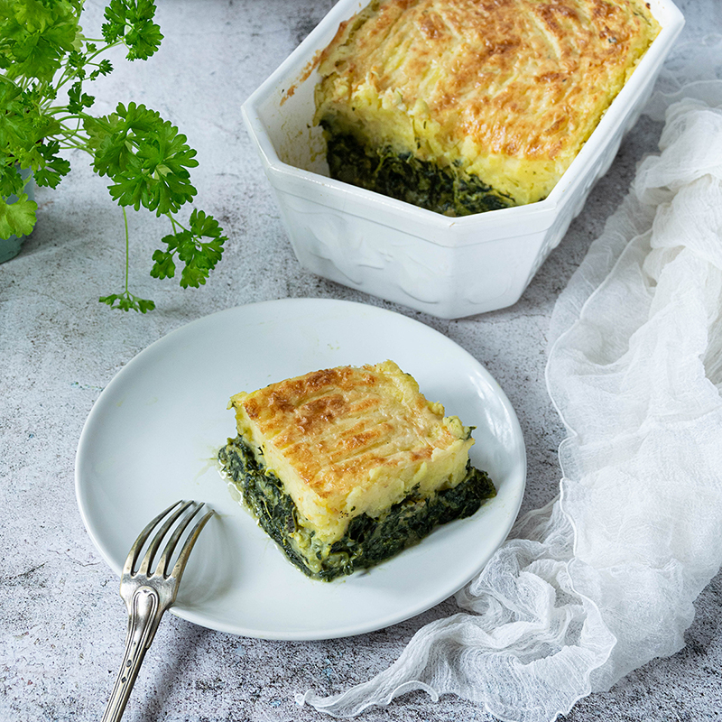 Hachis parmentier aux épinards (végétarien, vegan)