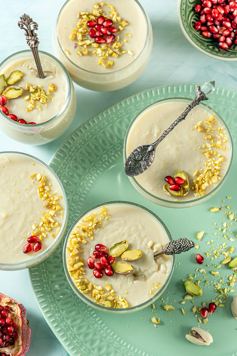 Mahalabia / crème dessert au lait (végétalien, vegan)